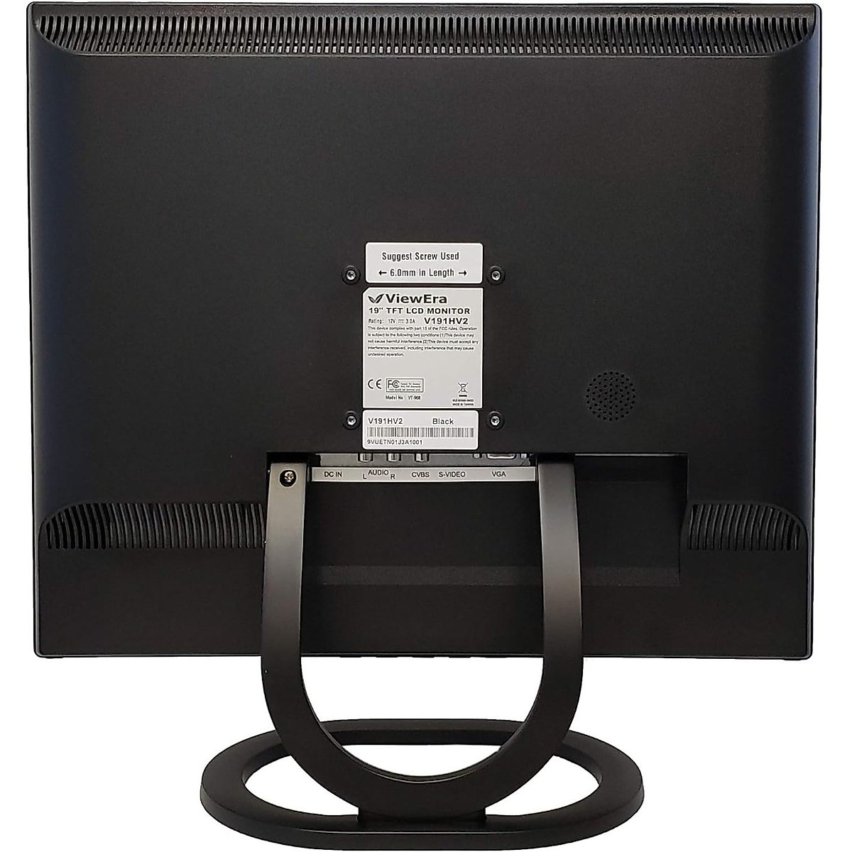 ViewEra V191HV2 TFT LCD Video Monitor, 19" Screen Size, VGA, Composite (RCA) Video, S-Video, Resolution 1280 x 1024, Brightness 250 cd/m2, Contrast Ratio 1000:1, Response Time 5ms, Built-in Speakers
