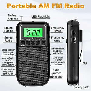 Portable Radio AM FM SW, Transistor Radio with LED Flashlight, 2AA Battery Operated Radio for Long Range Reception, Emergency Pocket Walkman Radio for Indoor, Outdoor,Walk,Jogging,Gym,Camping