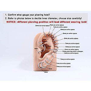 FANSING Small Tragus Hoops 16g Nose Rings Hoops 6mm Cartilage Earrings Hoop for Women 16 Gauge Pave Set Cubic Zirconia Tragus Daith Helix Lobe Rook Ear Piercing Jewelry