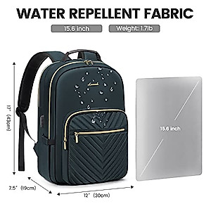 LOVEVOOK Laptop Backpack for Women 15.6 inch,Cute Womens Travel Backpack Purse,Professional Laptop Computer Bag,Waterproof Work Business College Teacher Bags Carry on Backpack with USB Port,Blue-green