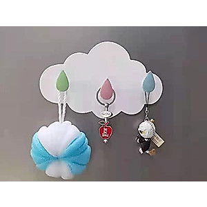 NC Cloud Hooks for Towels & Clothes, Bathroom & Living Decoration, Self Adhesive (Rainbow)