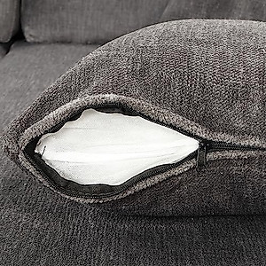 Elegant Sectional Sofa Couch with Movable Ottoman and Right Side Chaise Lounge ,U-Shaped Corner Velvet Upholstered Sectional & Couch W/ 3 Pillows for Home Office Apartment Living Room Furniture Sets