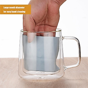 BNUNWISH Extra Large Thicken Double Wall Glasses Coffee Mugs Tea Cups set of 2, 24OZ Insulated Clear Lemon Tea Beer Cups with Handle