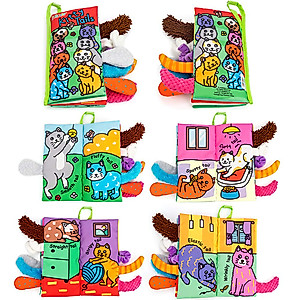 Zocita Baby Soft Animal Tails Activity Cloth Book with Crinkle Fabric, Kitty Tails