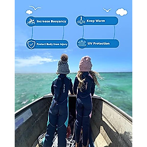 XUKER Kids Wetsuit for Boys Girls Toddlers, 3mm Wetsuit Back Zip Neoprene Thermal Full Body Wetsuits for Youth Teens Scuba Dive Swimming Boating Snorkeling