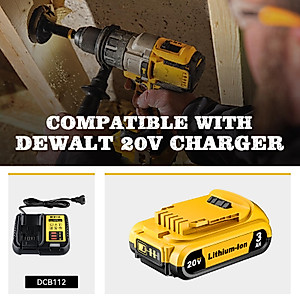 2Pack DCB201 3.0Ah 20V Battery Replacement for Dewalt 20V MAX Battery Compatible with Dewalt Battery DCB200 DCB204 DCB206 DCB201 DCB203 20V Cordless Tools
