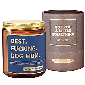 Best Dog Mom Funny Lavender Vanilla Scented Soy Candle - Dog Mom Gifts for Women, Birthday Gift from Dog, Dog Lovers Gifts, Personalized Dog Mama Gift Ideas, Dog Decor, Hand-Poured, 9 oz