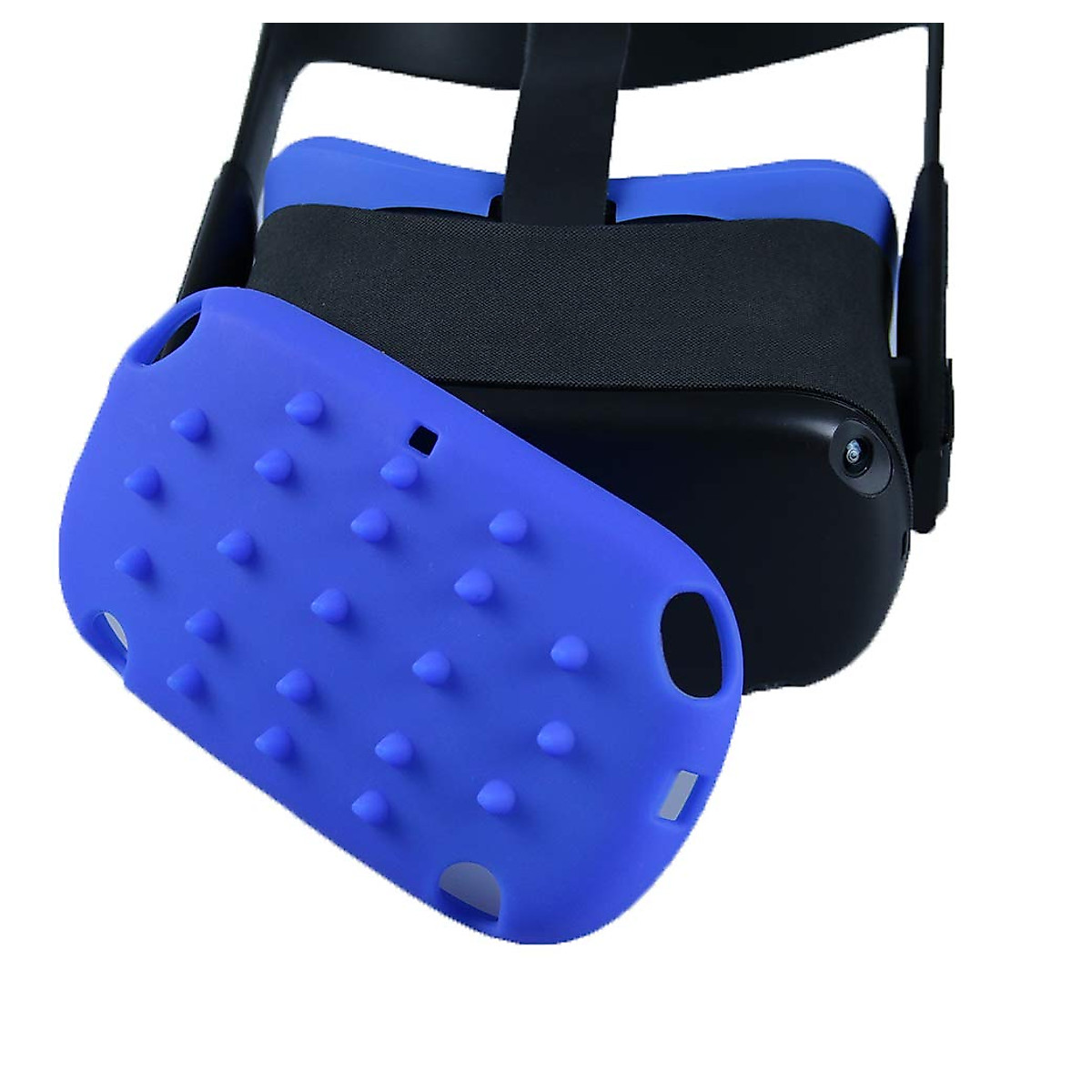 MASiKEN Silicone Mask Cover & Face Cushion for Oculus Quest, Head Cover Protection Skin Cap, Face Pad Replacement Accessories Shock-Resistant Sweatproof Lightproof (Blue)