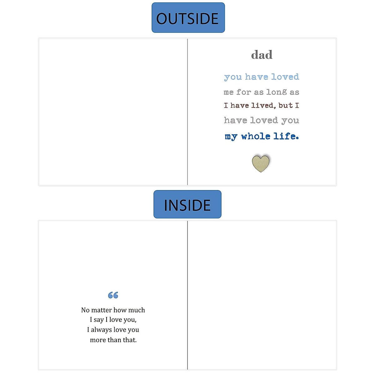 Misaria Special Father's Day Card,Birthday Card for Father from Daughter Son,Sentimental Card for Dad,Thank You Dad,Love You My Whole Life,MS-FQK1-1