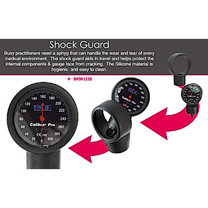 MDF Instruments, Extra Large Gauge Calibra Pro Aneroid Sphygmomanometer with Shock Guard & Adult Sized Cuff Included, Lifetime Calibration, Black Dial, Black Cuff, MDF808B11