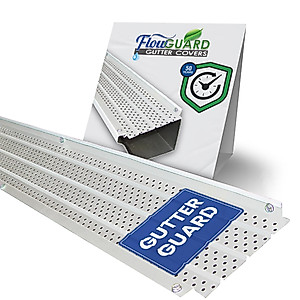 FlowGuard Premium 50-Year Gutter Cover System - White - 5 Inch Aluminum Gutter Guards, 102 Feet - By FlexxPoint