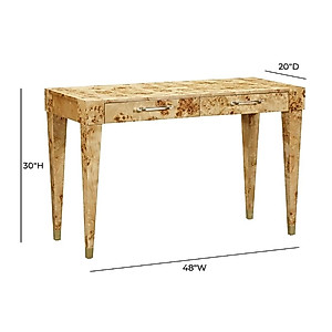 MAKLAINE Modern Contemporary Wood Work Desk in Natural Burl Finish