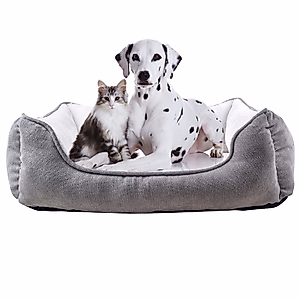 long rich rectangle bolster Pet Bed, Dog bed medium size, Gray With, 25x21x8 Inch (Pack of 1) (HCT-REC-005)
