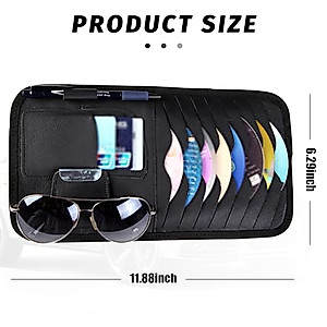 UGSHY 1 PC Leather Car CD Holder, Universal Sun Visor Organizer for Cars, Sun Visor Organizer Pocket with CD Disc Card Package Glasses Storage (Black)