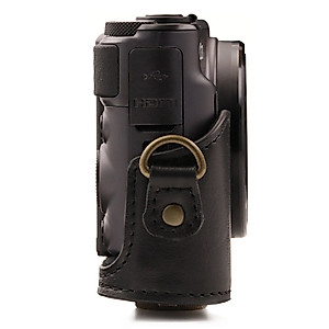 MegaGear MG1173 Canon PowerShot SX740 HS, SX730 HS Ever Ready Leather Camera Case with Strap - Black