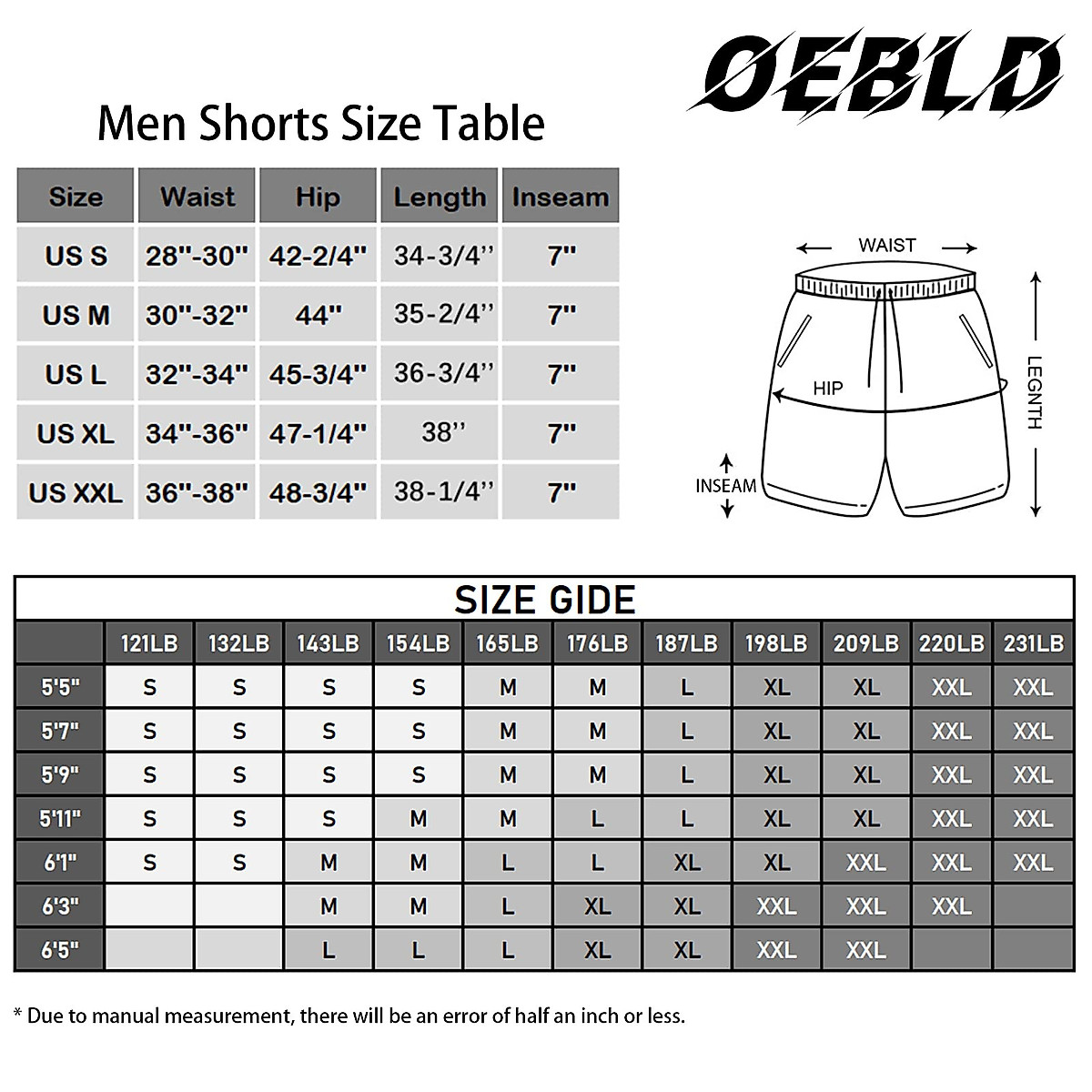 OEBLD Mens Athletic Shorts 2-in-1 Gym Workout Running 7'' Shorts with Towel Loop Black
