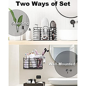 ULG Hair Dryer Holder, Hair Tool Organizer, Blow Dryer Holder, Wall Mounted, Bathroom Organizer for Hair Dryer, Flat Irons, Curling Wands, Hair Straighteners, 3 Sections, Black