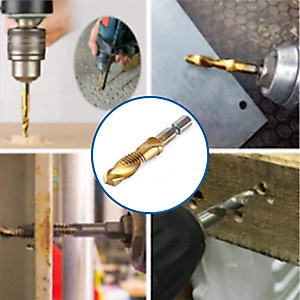 6pcs Thread Tap Screw Metric Thread Coated HSS Drill and Tap Bits 1/4" Hex Shank Drill Bits M3-M10