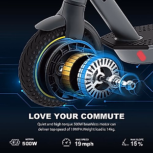 Electric Scooter 10" Solid Tires 600W Peak Motor -19 Mph Speed Folding e Scootefor for Adults,with Smart App,Al Alloy Frame and Dual Brakes