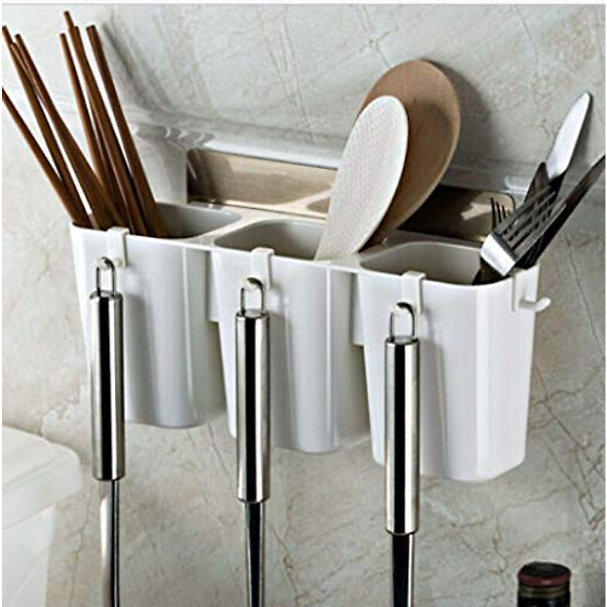 ZSQAI Kitchen Shelves Seamless with Hook Cutlery Drainer Storage Box Chopsticks Cage Kitchen Shelves Refrigerator Magnetic Storage Box