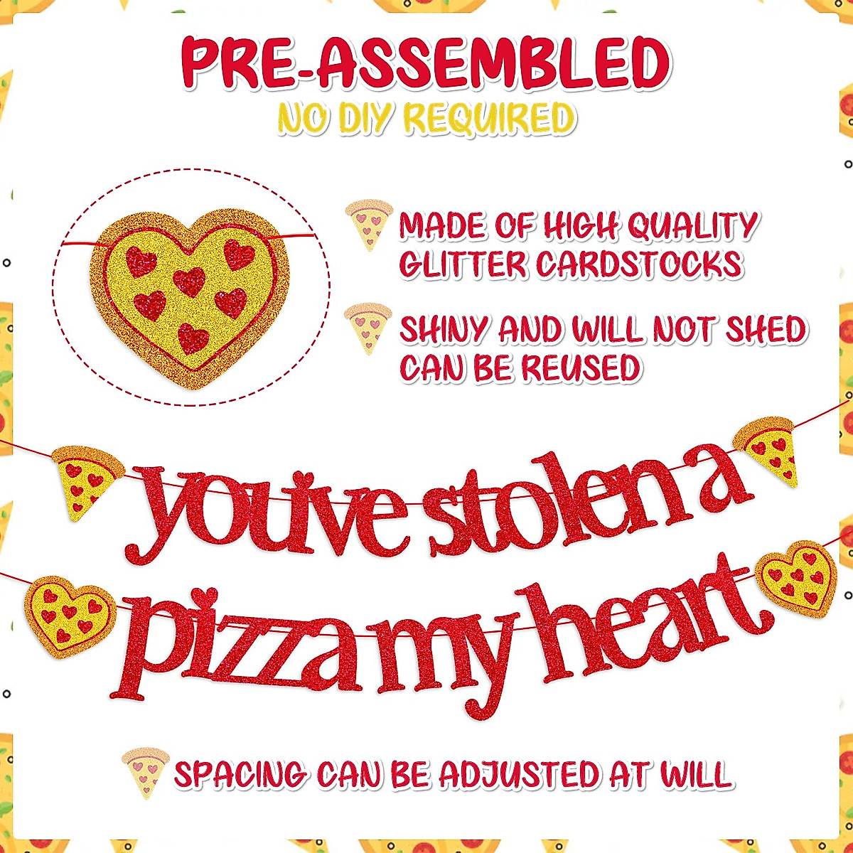 You’ve Stolen A Pizza My Heart Banner Valentine’s Day Pizza Theme Decoration Love You To Pizzas Party Decoration Pizzas Birthday Wedding Anniversary Baby Shower Party Supplies