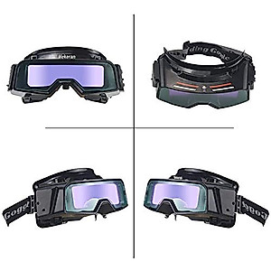 Auto Darkening Welding Goggles, View Area 4.72x1.37 Inch, Assemblable Welding Goggles with Mask Wide Shade 4/9-13, Adjustable Sensitivity Work for Cutting, Grinding for Tig Mig - TR1012