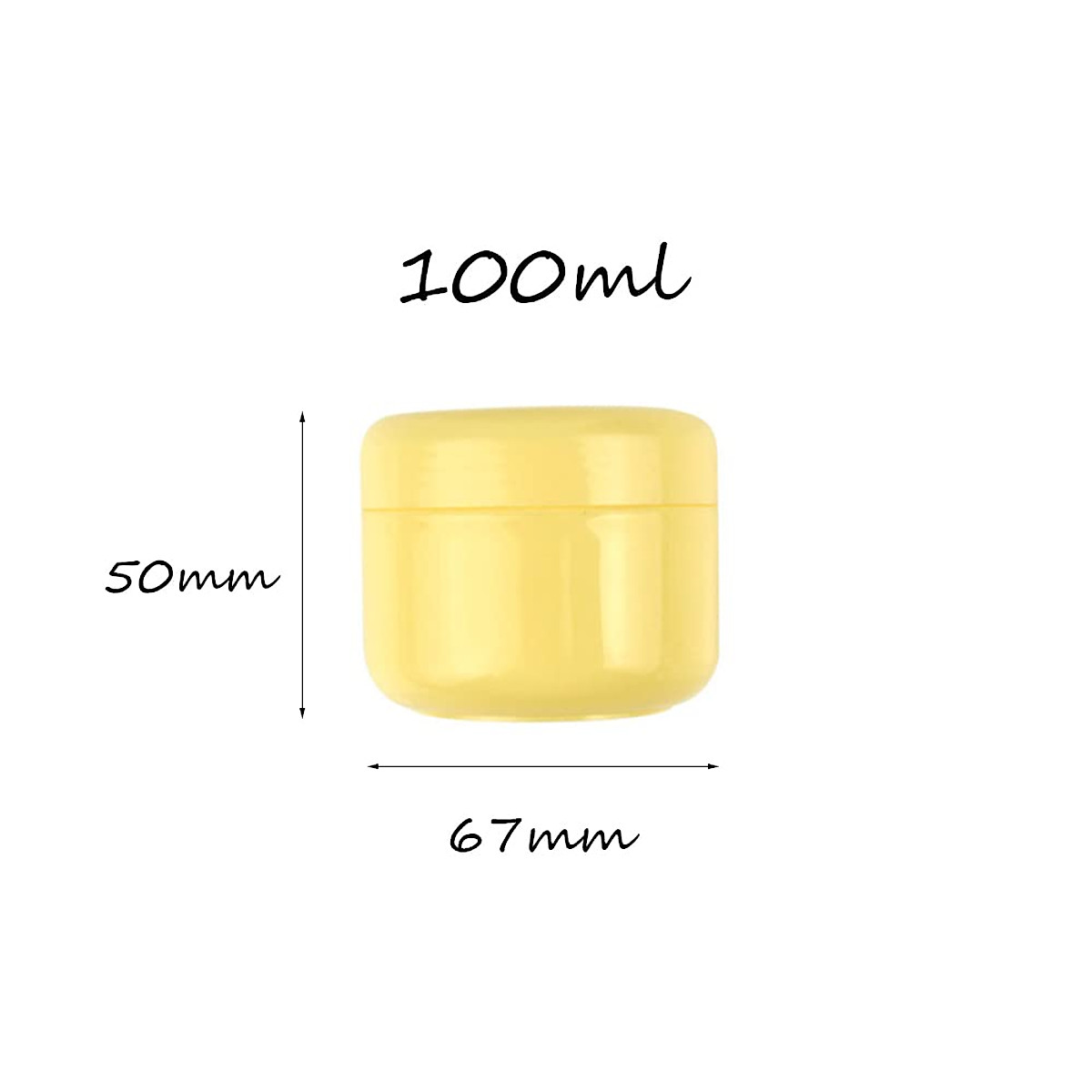 20 Pcs 100ml Plastic Cream Container Round Yellow Jars Face Cream Lotion Pot Cosmetics Storage Container DIY Makeup Sample