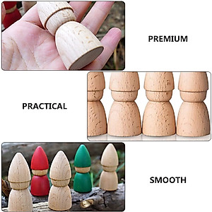 rosenice 6pcs Wooden Gnome Peg Doll Unfinished Wooden Peg People Figures Mini Peg Doll Bodies DIY Painting Puppets for Arts and Crafts Projects Role Play Game Beige