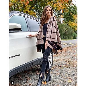 Moss Rose Women's Travel Gift Shawl Wrap Poncho Ruana Cape Open Front Cardigan for Fall Winter Holiday