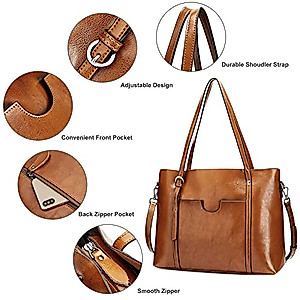 S-ZONE Women Genuine Leather Top Handle Satchel Daily Work Tote Shoulder Bag