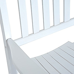 Outsunny Outdoor Rocking Chair, Wooden Rocking Patio Chairs with Rustic High Back, Slatted Seat and Backrest for Indoor, Backyard, Garden, White