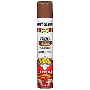 Rust-Oleum 353346 Stops Rust Turbo Rusty Metal Primer Spray, 24 oz, Flat Red, 1 Count (Pack of 1)