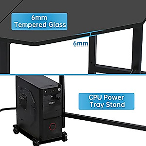 Computer Desk L-Shape Desk Home Office Gaming Desk Corner PC Laptop Standing Desk Table Study Writing Workstation with Free CPU Stand Monitor Stand Study Table,Space-Saving