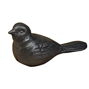 QIAOIDEA Rustic Cast Iron Bird Statue Farmhouse Chic Cottage Bird Figurine Home Garden Desktop Decor Doorstop Collectible Animal Bird Figurines Gift Retro