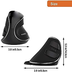 J-Tech Digital Wireless Ergonomic Vertical USB Mouse with Adjustable Sensitivity (600/1000/1600 DPI), Scroll Endurance, Removable Palm Rest & Thumb Buttons [V628P]