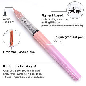 WRITECH Liquid Ink Rollerball Pens Pack of 8, Quick Dry No Bleed Roller Pens 0.5mm Black Pens for Writing, Taking Notes, Journaling & Sketching (Gradient)