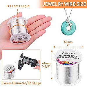 22 Gauge Jewelry Wire, Anezus Craft Wire Tarnish Resistant Copper Beading Wire for Jewelry Making Supplies and Crafting (Silver)