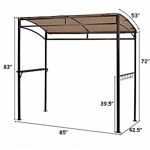 Tangkula 7ft Grill Gazebo, Patio Barbecue Canopy with Serving Shelf and Storage Hooks, Curved Grill Shelter w/Heavy-Duty Steel Frame Sunshade Gazebo for Outdoor Garden (Coffee)