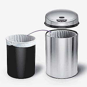 ZYJBM Smart Induction Trash Can Drum-Shaped Automatic Trash Can with Lid Stainless Steel Household Trash Can for Living Room Kitchen Bathroom Trash Can (Color : E, Size : 12L)