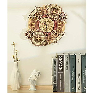 Hands Craft DIY 3D Model Craft Kit | Mechanical 3D Wooden Puzzle | Gear Adjustable Calendar | Quartz Movement | Time Art - Zodiac Wall Clock (LC601)