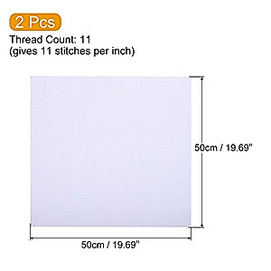 PATIKIL 11 Count Cross Stitch Cloth 20" x 20", 2 Pack Embroidery Cotton Fabric for DIY Needlework, White