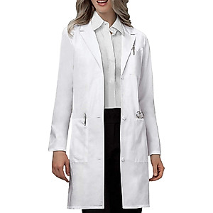 VOGRYE Professional Lab Coat for Women Long Sleeve, White, Unisex M