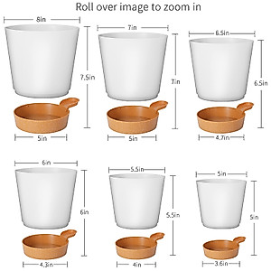 GARDIFE Plant Pots 8/7/6.5/6/5.5/5 Inch Self Watering Planters with Drainage Hole, Plastic Flower Pots, Nursery Planting Pot for All House Plants, African Violet, Flowers, and Cactus,White