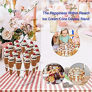 KETAWA Ice Cream Cone Holder, Clear 16 Holes Food Stand,Acrylic Waffle Cone Display Stand,Hand Roll Sushi Popcorn stand Rack for Kids Party Birthday Wedding Decoration
