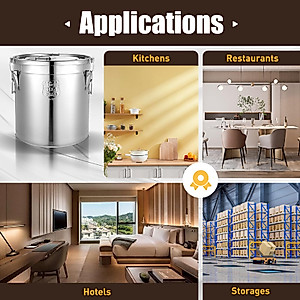 GXFCHYL Stainless Steel Airtight Canister for Kitchen, Rice Cereal Grain Canisters Container with Handles and Lid for Household Kitchen Food (33, Cylinder, 1, JJFTBLC3WDHS8-SHA)