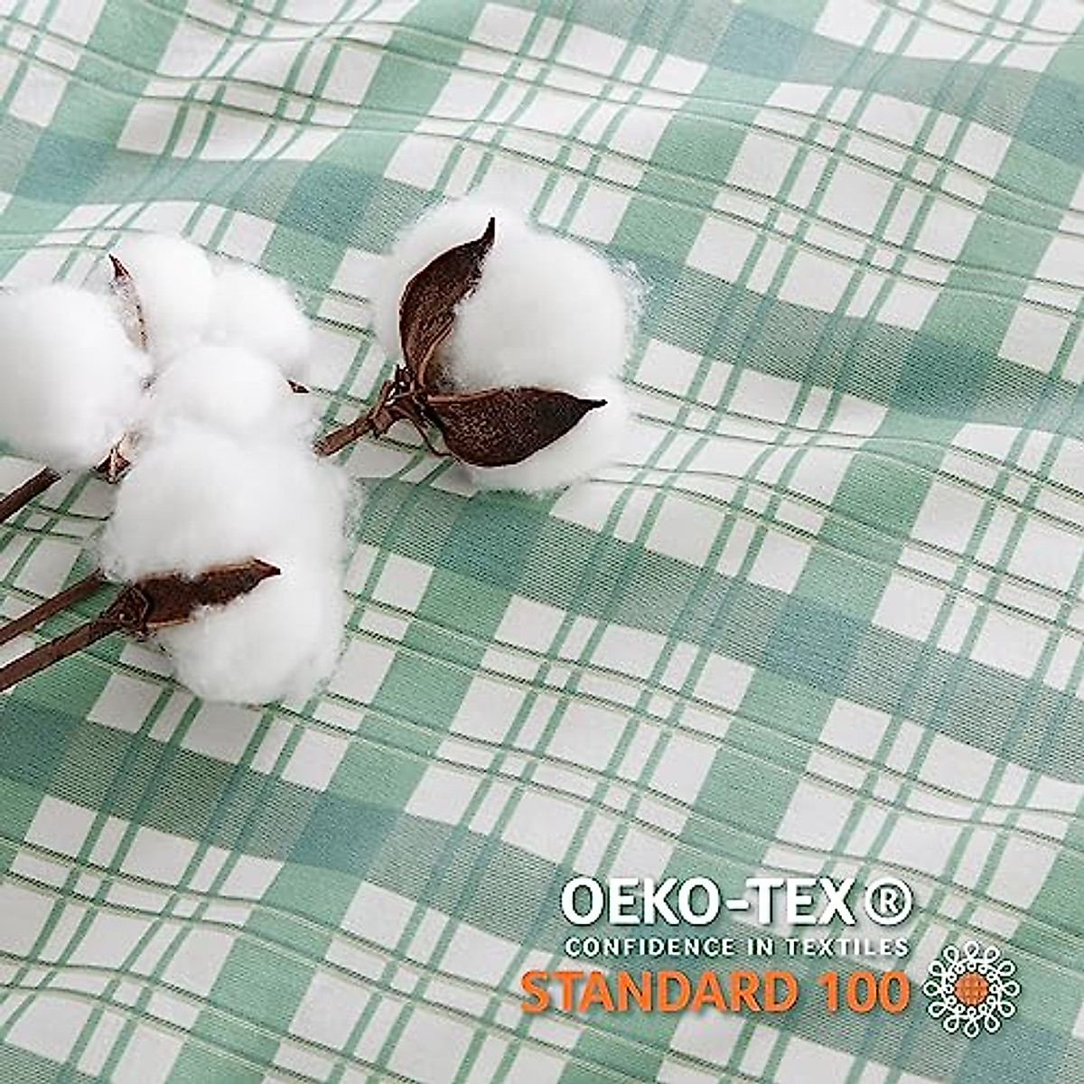 Bedsure Twin/Twin XL Duvet Cover Dorm Bedding - Sage Green Reversible 100% Cotton Plaid Twin/Twin Extra Long Duvet Cover Set, Includes 1 Duvet Cover with Zipper Closure & 1 Pillow Sham