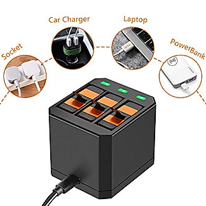 Vemico Battery Gopro Hero 7/6/5 1500mah Replacement Batteries (3 Pack) and 3-Channel LED Type C USB Charger for Gopro Hero 7 Black/Hero 6/Hero 5/Hero 2018, AHDBT-501(Fully Compatible with Original)