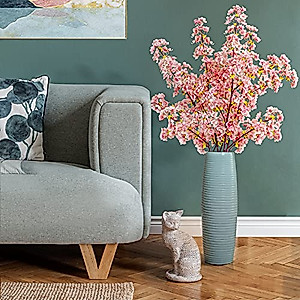 Houele Cherry Blossom Branches, 39 Inch Long Stem Artificial Flowers Cherry Blossom Tree Silk Fake Flowers for Vase Room Office Bedroom DIY Decor, Wedding, Indoor and Outdoor (3 Pcs Pink)