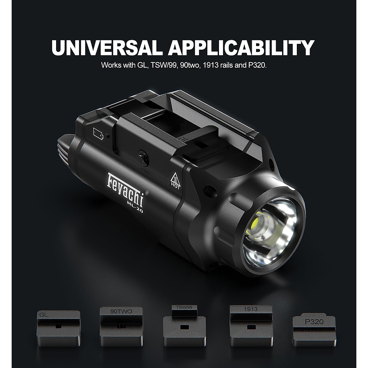 Feyachi HL-20 Pistol Light 1000 Lumen Upgrade LED Weapon Light Compact Rail Mounted Handgun Tactical Flashlight Rail Locating Keys for Picatinny