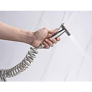 Fat-Cattie Bidet Sprayer Tube, Household Bathroom Toilet PU Handheld Bidet Sprayer Spring Tube Hose Accessory, 2M (Gray)